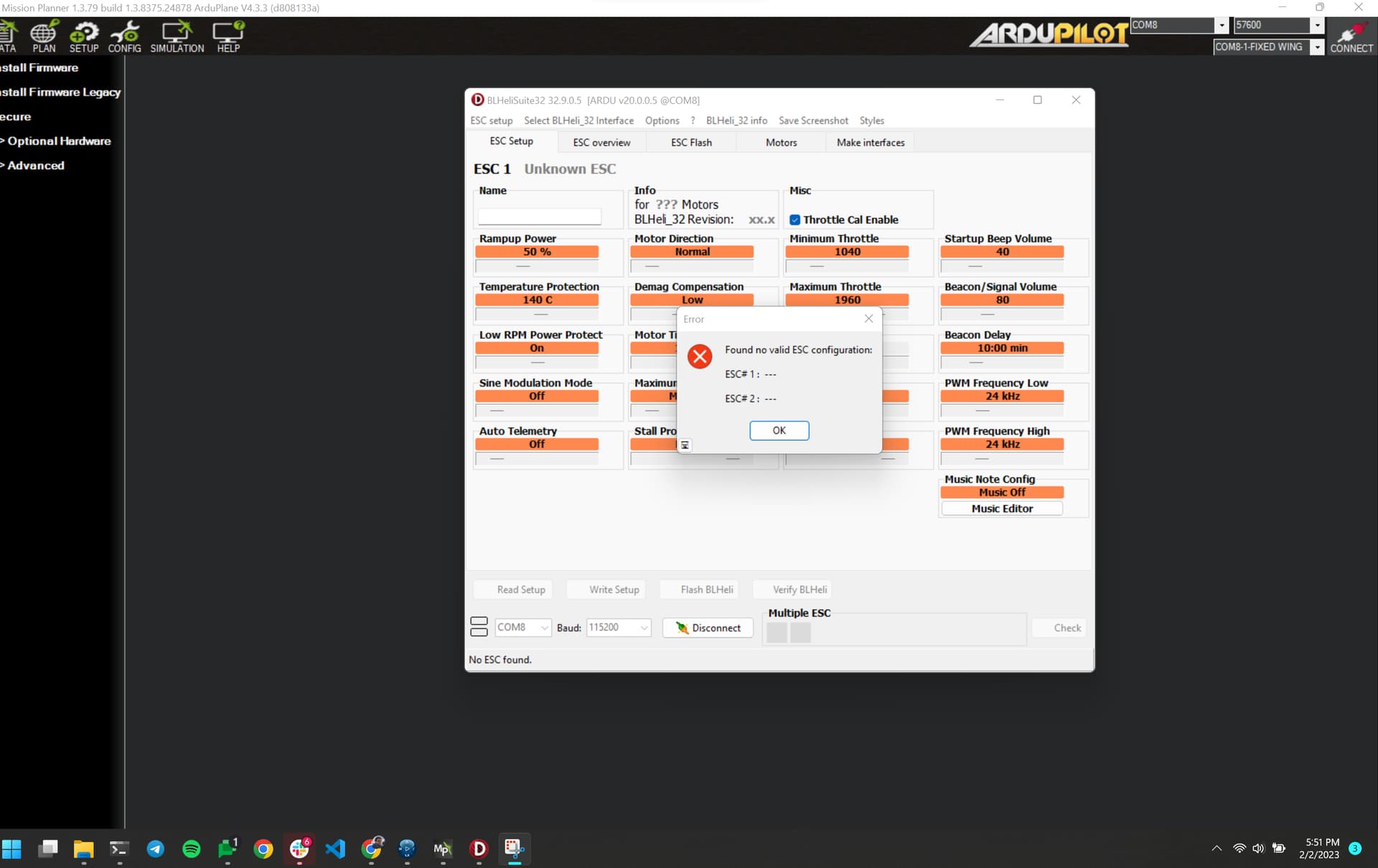 BLHeli 32 Setup Issue On ArduPlane Using Pixhawk 6x Plane 4 3