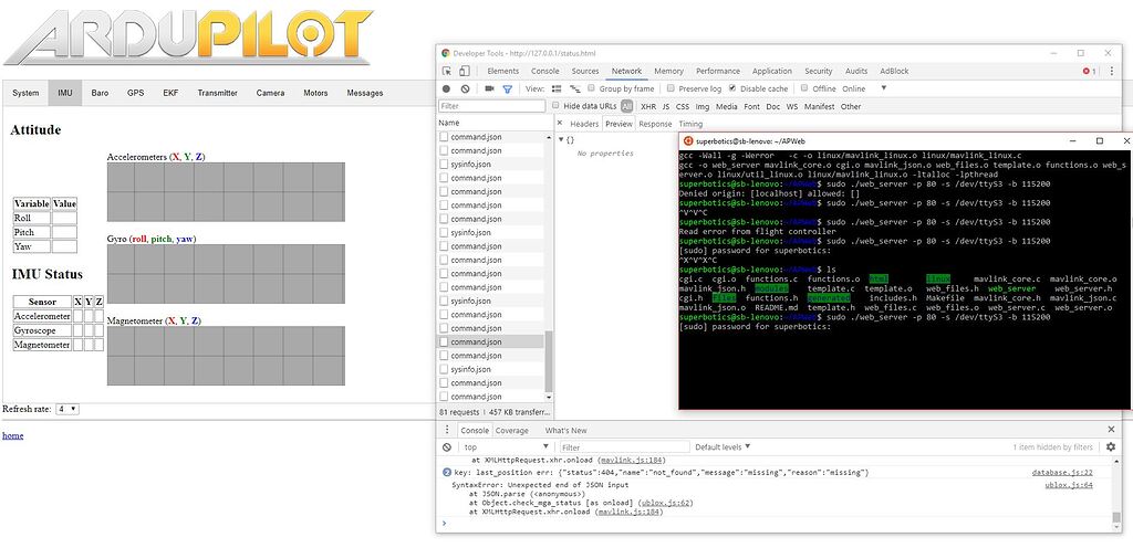 APWeb no data is being received from the Ardupilot - Other GCS - ArduPilot Discourse