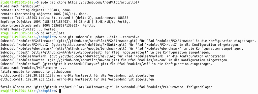 Problems get the ArduPilot repository (submodule) - Development Team - ArduPilot Discourse