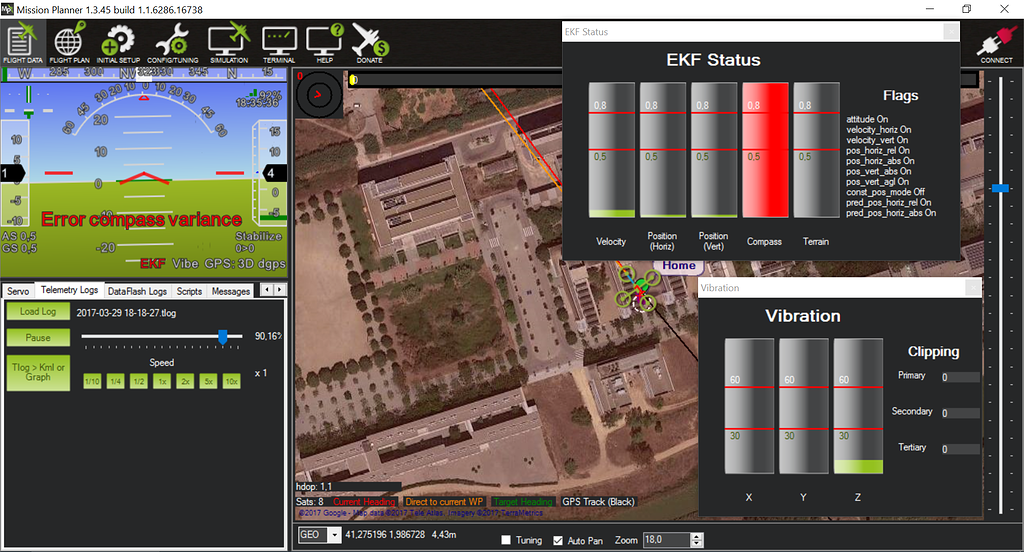 EKF Error Compass Variance, suddenly, until I land - Copter 3.4 ...
