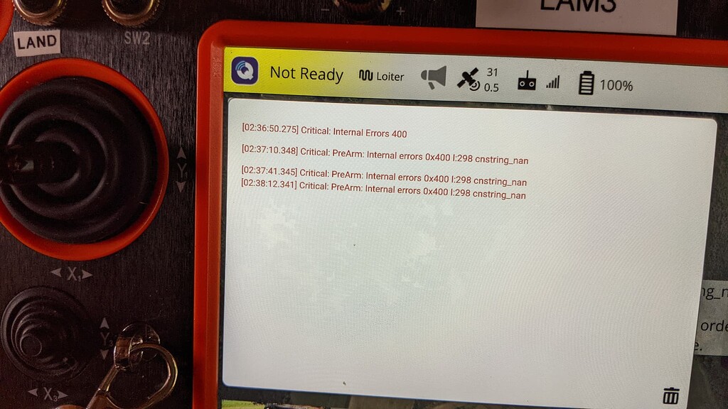 Critical: PreArm: Internal errors 0x400 l:298 cnstring_nan - Copter 4.0 - ArduPilot Discourse