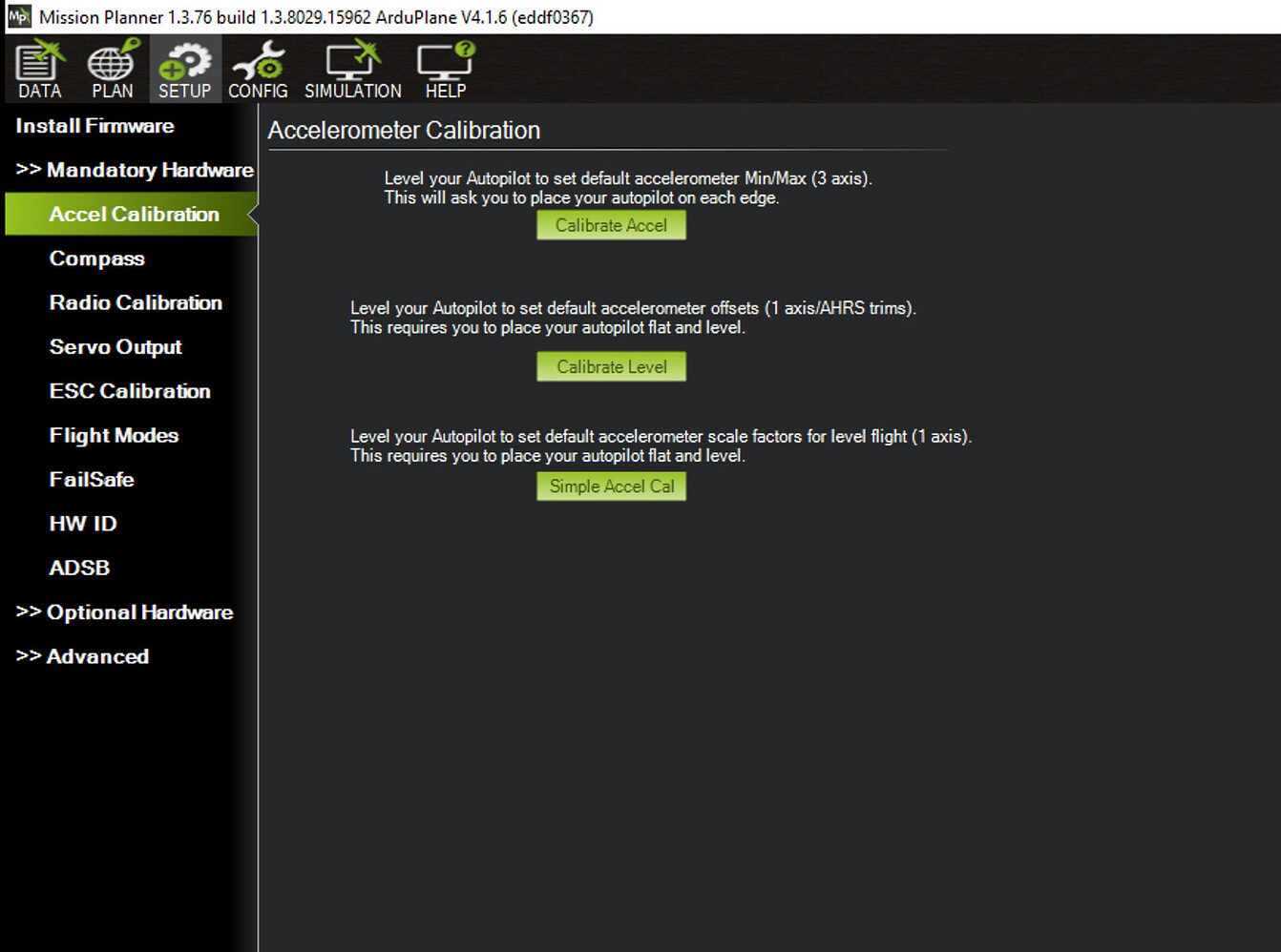 Mission Planner Has A New Option For Accel Calibration Simple Accel