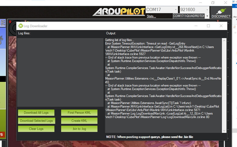 Download logs from uart - ArduCopter - ArduPilot Discourse