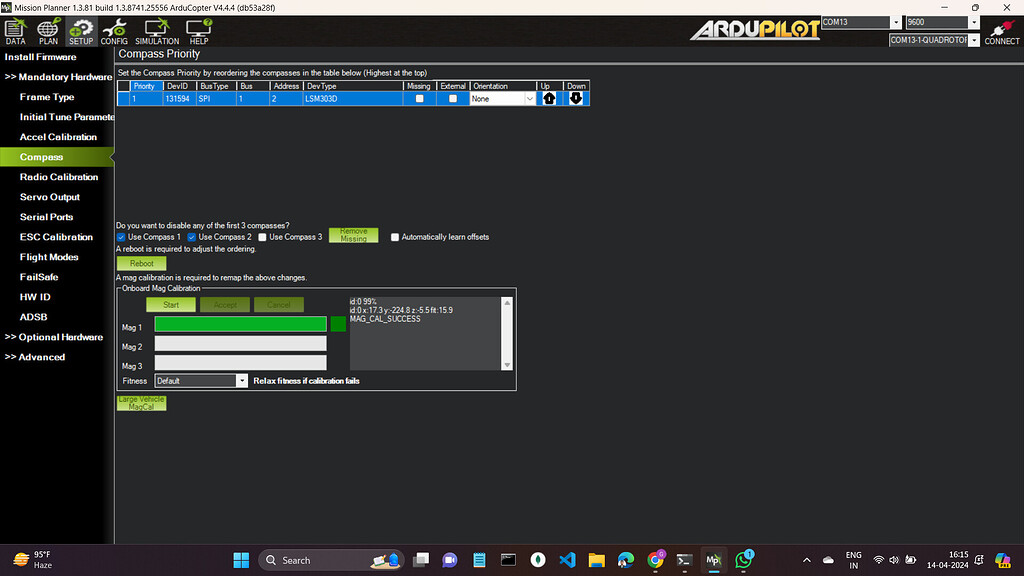 Compass Calibration Issue Mag2 Not Detected With Gps Enabled Ublox