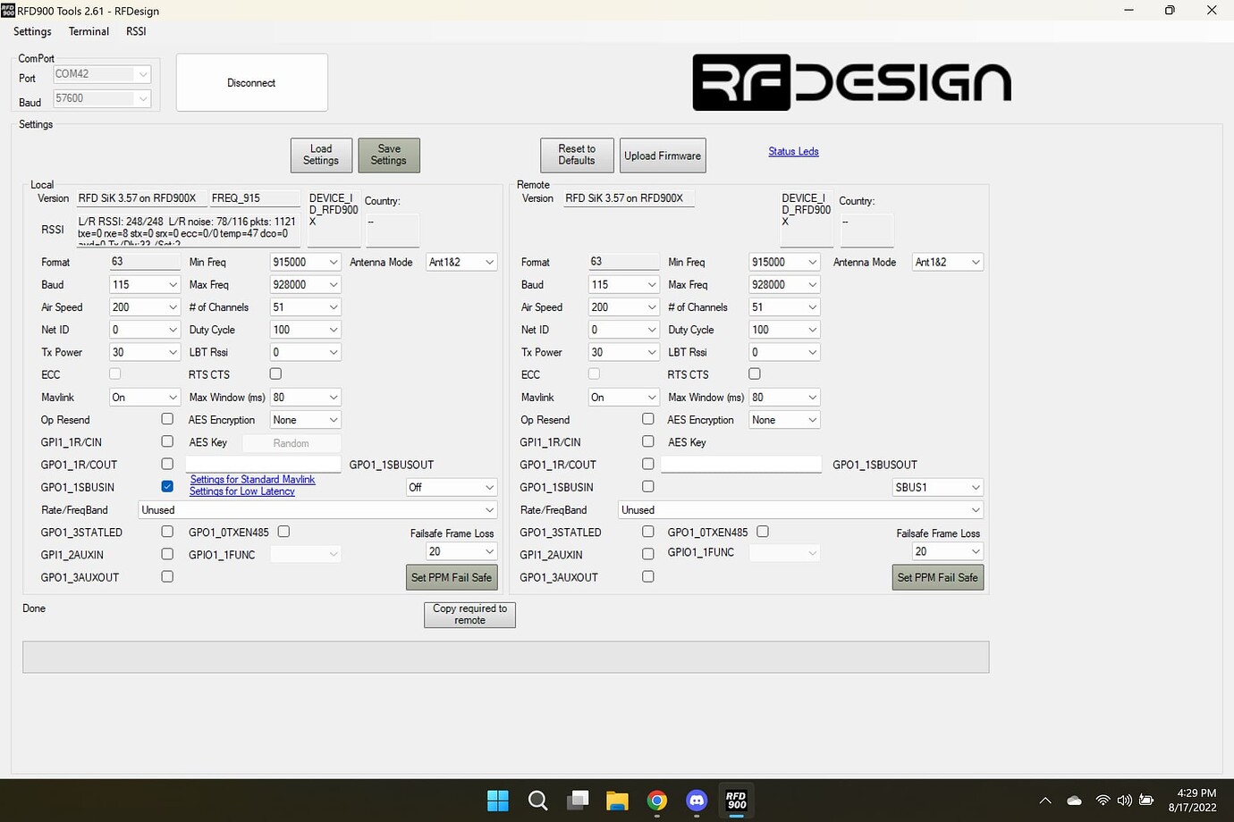 How to change the baudrate in RFD868? - Radios - ArduPilot Discourse