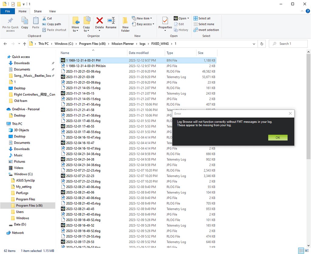 Log browse error --- missing FMT message - Mission Planner - ArduPilot Discourse