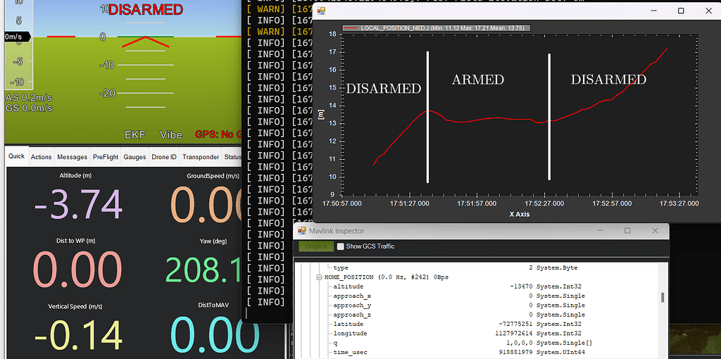 LOCAL_POSITION_NED's z position and other mavlink altitude messages didn't reset to zero after ...