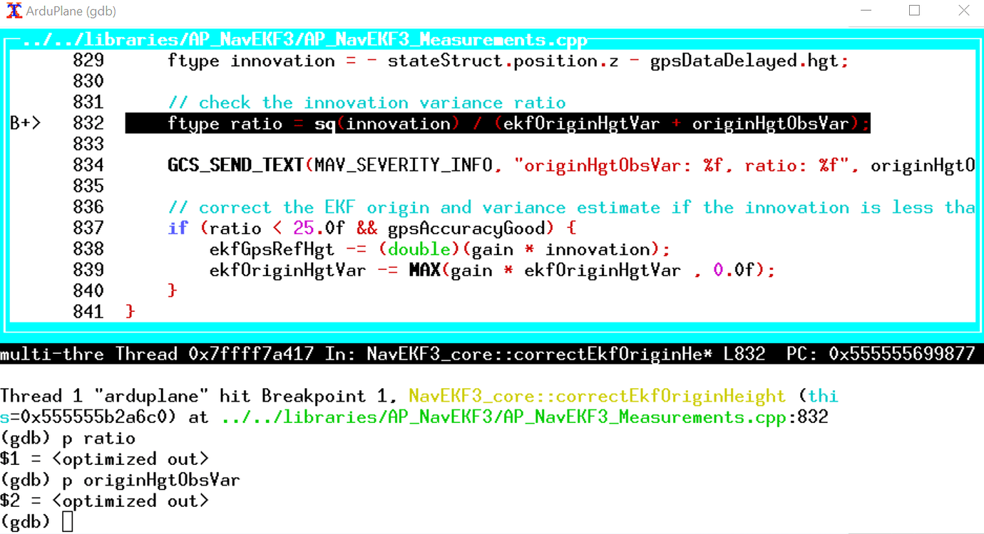Build ardupilot for debugging with optimizations disabled - Plane Simulation - ArduPilot Discourse