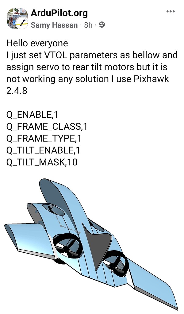 Can get the rear motor tilt in servo tab - VTOL Plane - ArduPilot Discourse