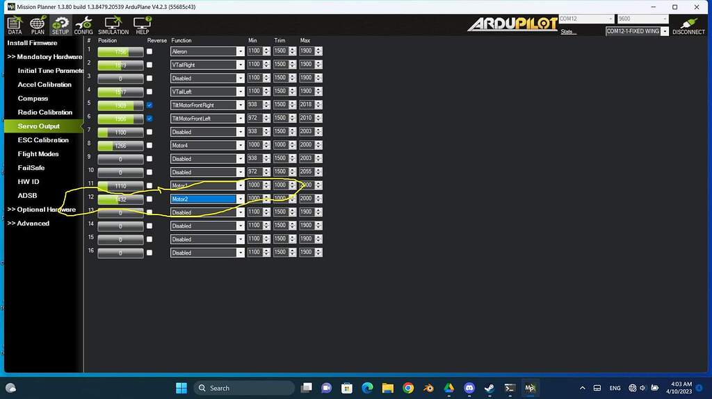 Motor-2 servo output strange behavior while plane leveled - VTOL Plane - ArduPilot Discourse
