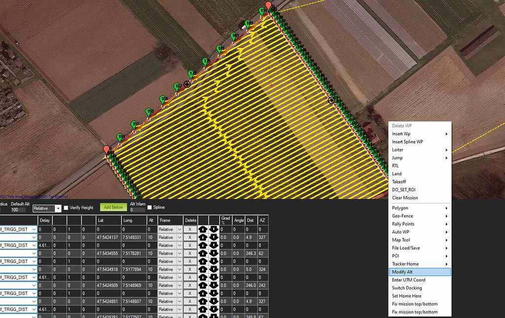 Change waypoint altitude type in Auto Mission all at once - Mission Planner - ArduPilot Discourse
