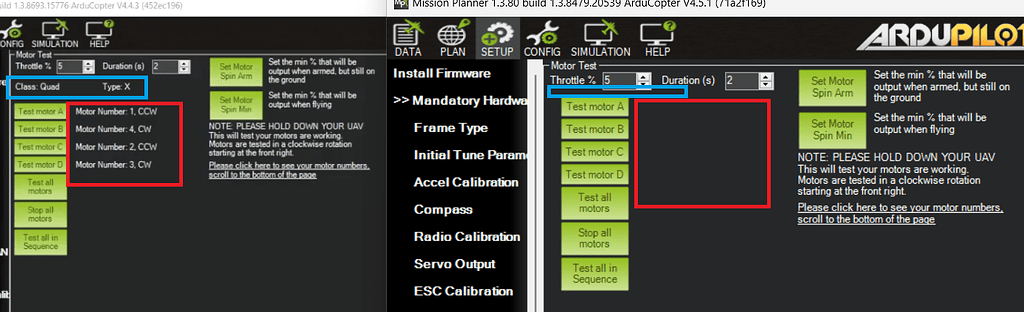 Motors not shown in motor test dialog (mission planner) - ArduCopter ...