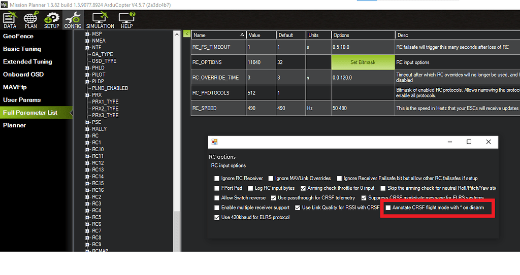 Bitmask options on RC_OPTIONS when using ELRS and YAAPU - Copter 4.6 ...