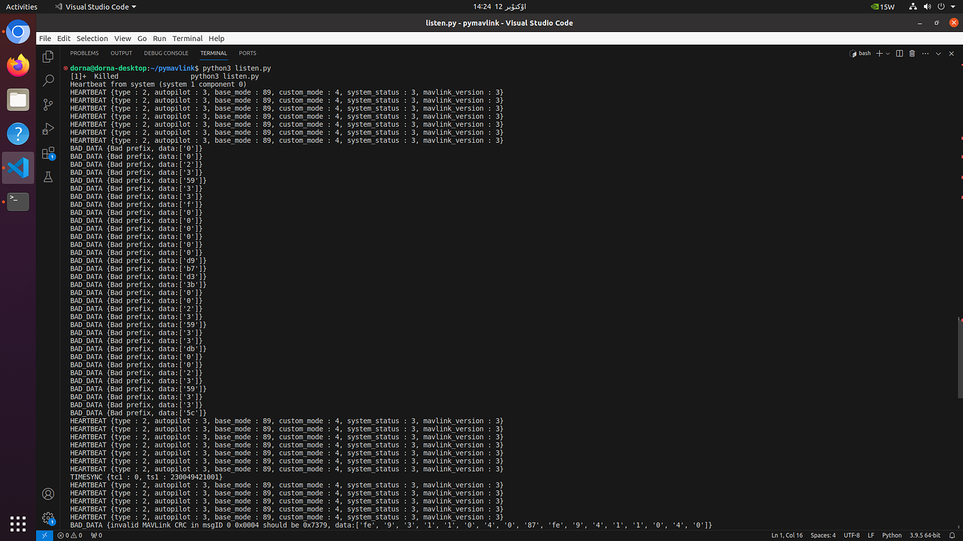 Pymavlink "BAD_DATA" error with companion computer - ArduCopter - ArduPilot Discourse