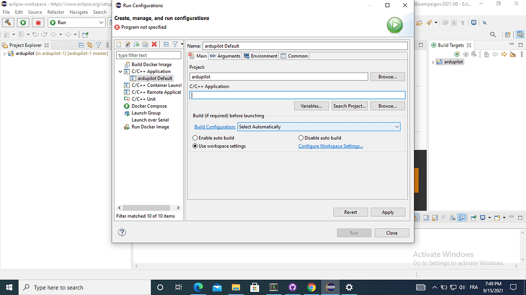 Eclipse run configuration - Copter 4.1 - ArduPilot Discourse