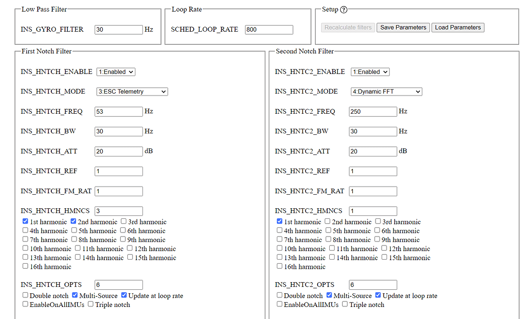 Not able to filter out properly imu data using notch filters - Copter 4.5 - ArduPilot Discourse