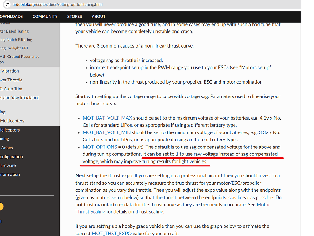 How "LIGHT" of a vehicle to use MOT_OPTIONS=1 for tuning? - Copter 4.5 ...