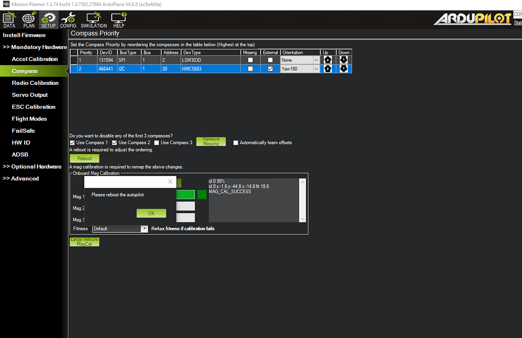 Arduplane multiple compass issue - ArduPlane - ArduPilot Discourse
