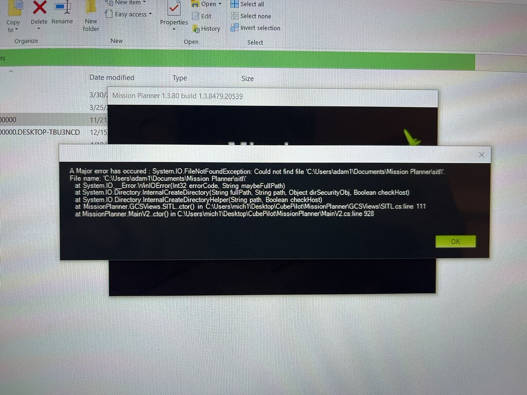 A major error has occured, mission planner - Mission Planner ...