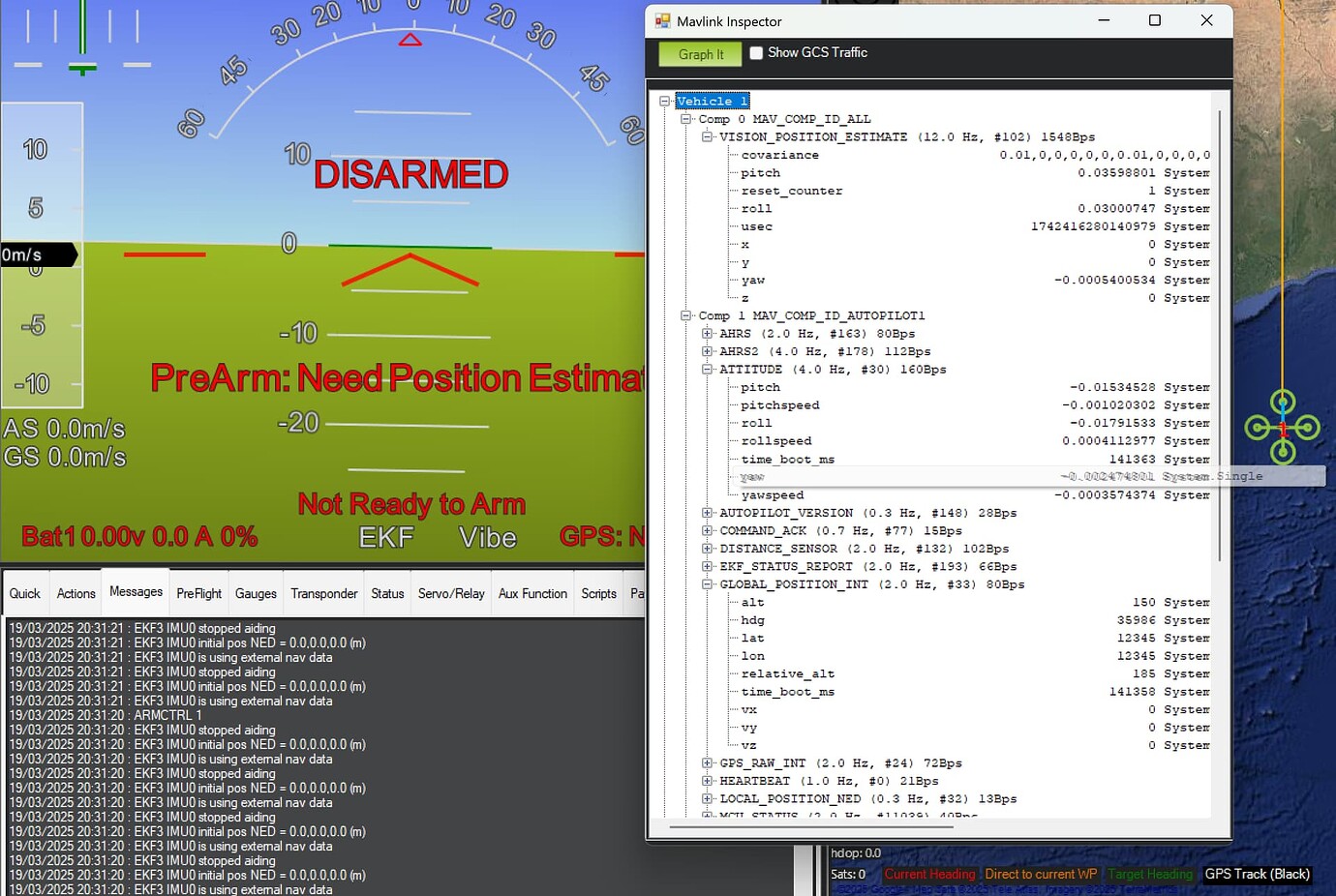 “PreArm: Need Position Estimate” even though VISION_POSITION_ESTIMATE is available - Copter 4.5 ...