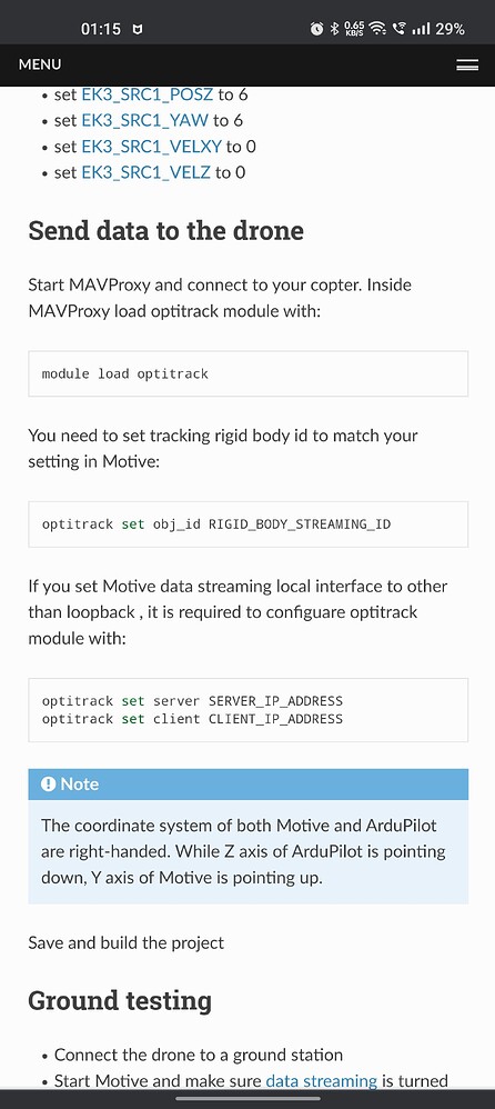 Optitrack with ArduCopter - Copter 4.0 - ArduPilot Discourse