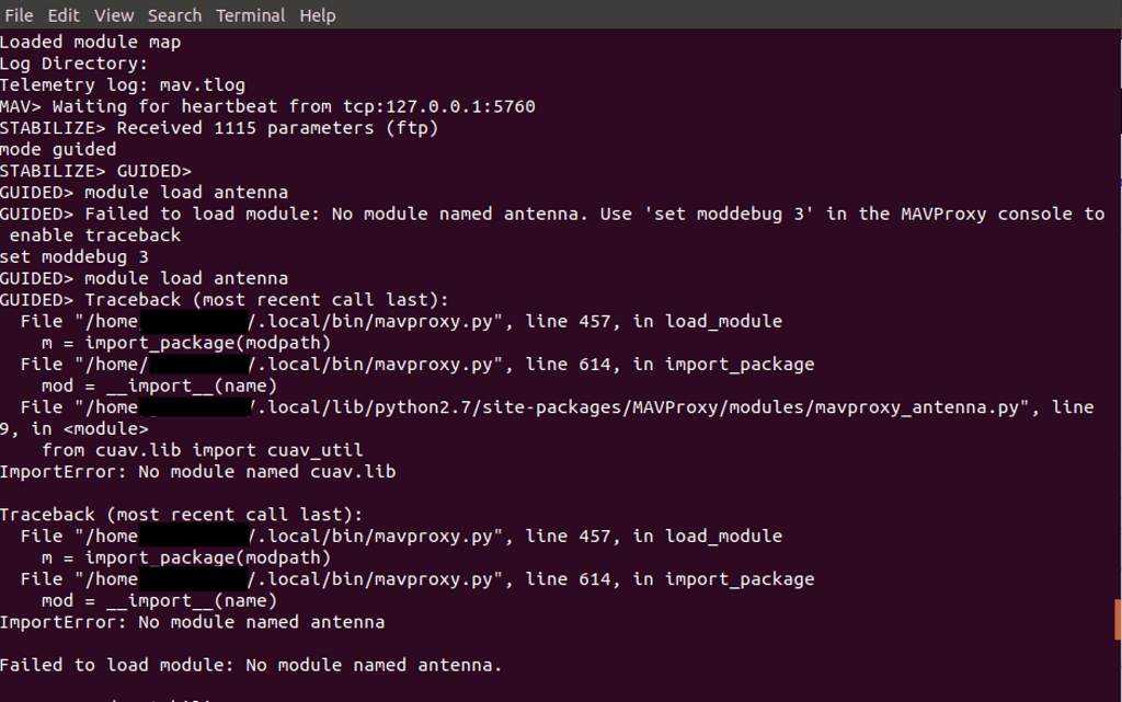 Failed to load module: no module named antenna - ArduCopter - ArduPilot Discourse