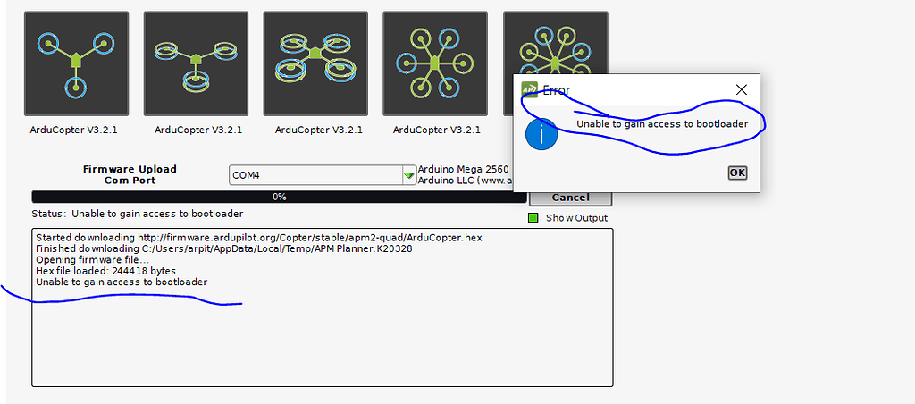 Error in uploading Firmware - ArduCopter - ArduPilot Discourse