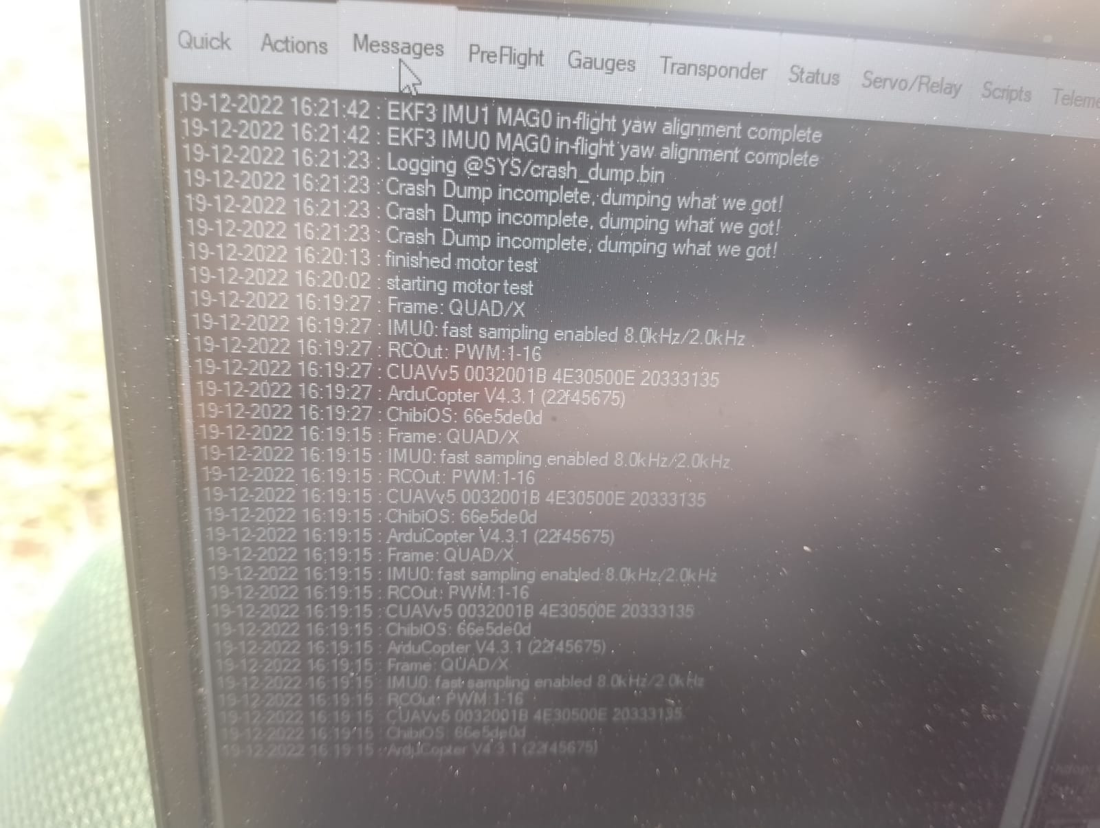 Crash Dump Incomplete Error Copter 4 3 ArduPilot Discourse