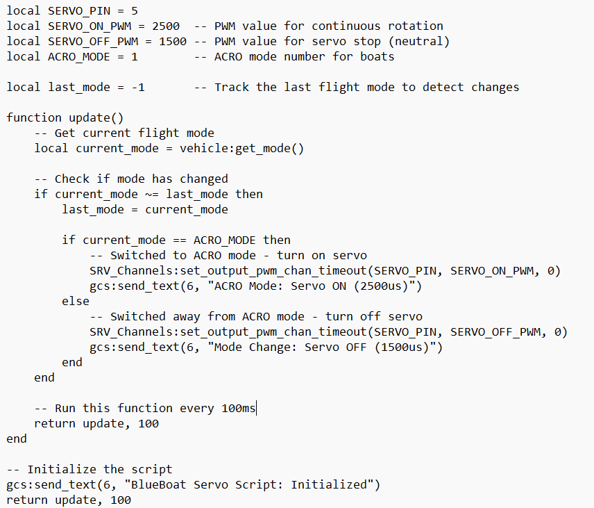 Debugging help With BlueBoat and Auto servo movement - ArduPilot Lua Scripting - ArduPilot Discourse